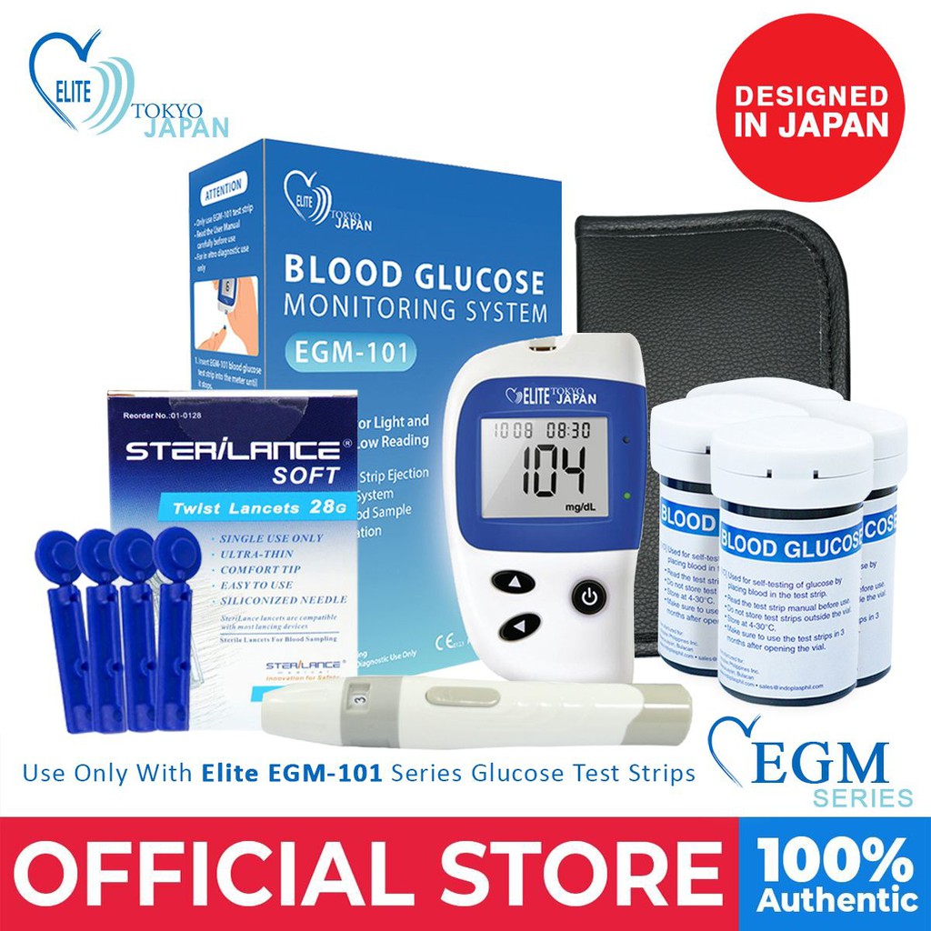 Indoplas Elite EGM101 Blood Glucose Meter Glucometer Monitoring System ...