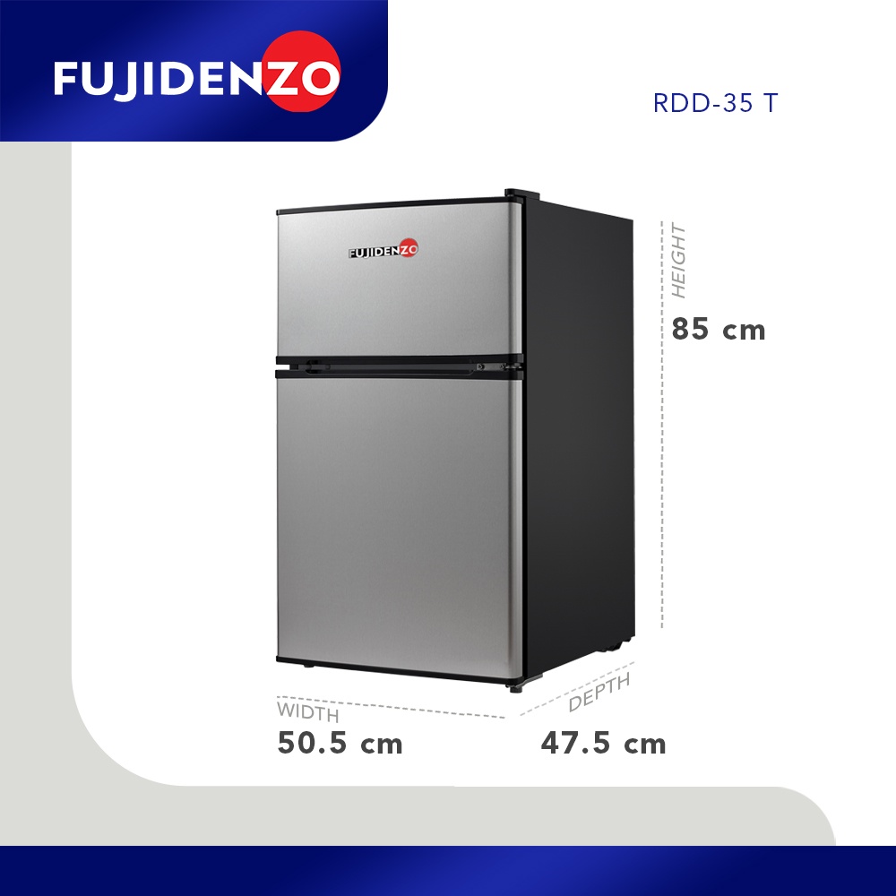 Fujidenzo 3.5 cu. ft. Two Door Personal Refrigerator RDD-35 T (Titanium ...