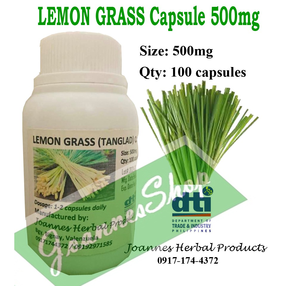 Lemon Grass (TANGLAD) Capsules 500mg 100capsules | Shopee Philippines