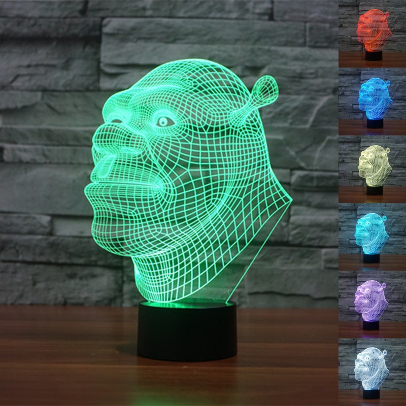 DreamWorks Shrek 3D Night Light 7 Colors USB LED Table Lamp | Shopee ...