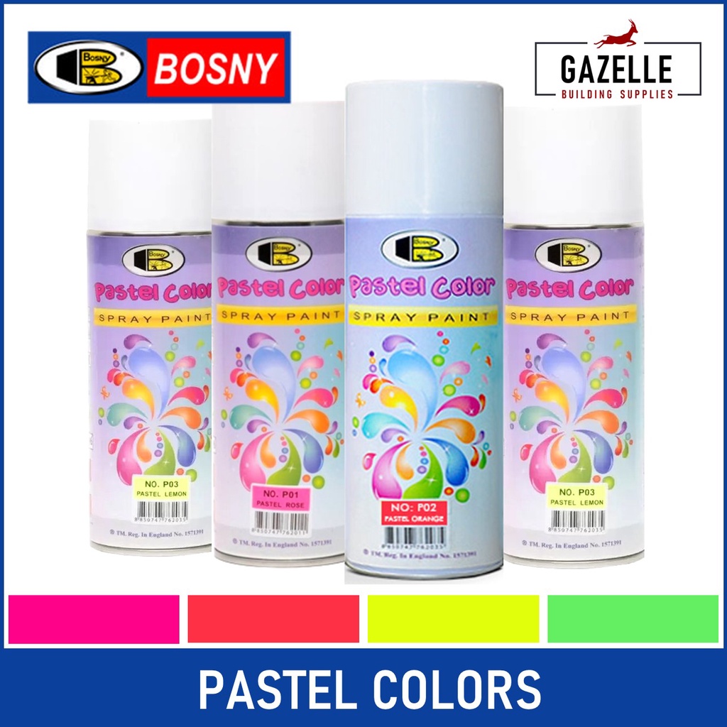 Bosny Pastel Color Spray Paint P01 / P02 / P03 / P04 - 400cc | Shopee ...