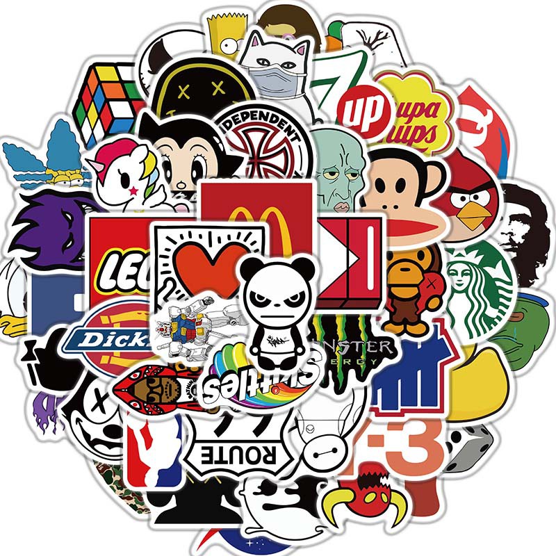 Big Stickers 50pcs Street Fashion Brand Logo Stickers Waterproof ...