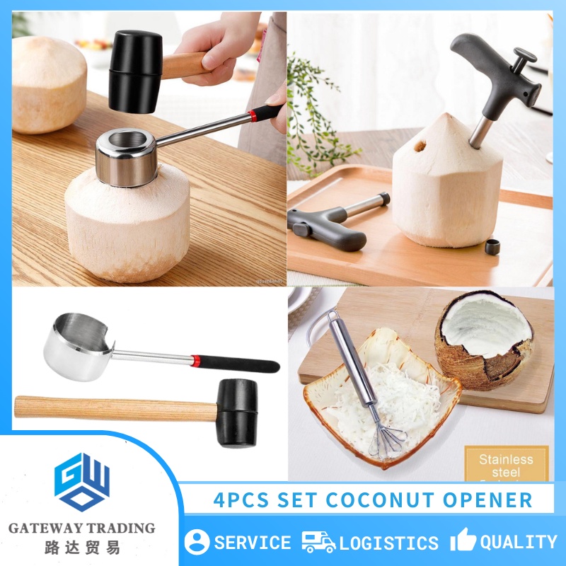 4Pcs Coconut Opener Tool Stainless Steel Coconut Opener Driller Cut ...