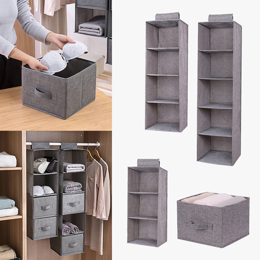 5 Layers Storage Box Clothes Wardrobe Organizer Hanging Washable