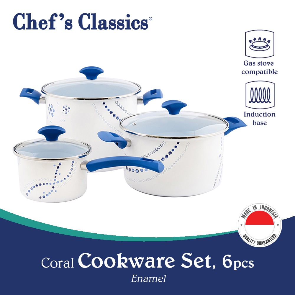 Chef's Classics Coral Enamel Cookware Set, 6pcs | Shopee Philippines