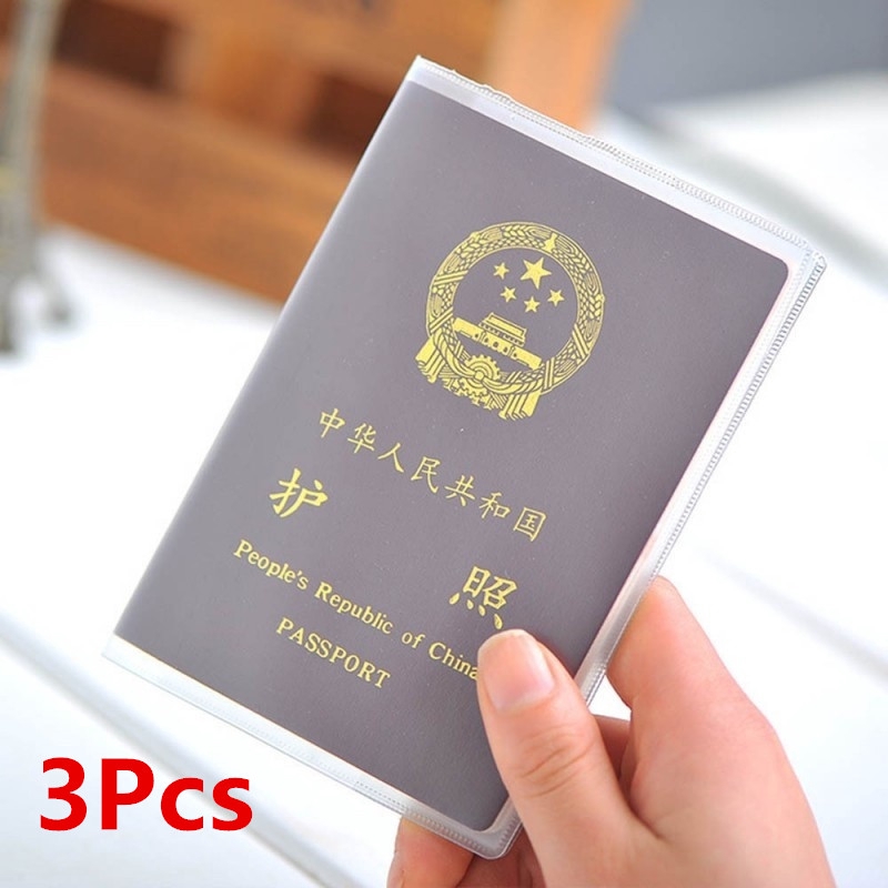 3PCS Transparent Plastic Waterproof Travel Passport Protector Cover ...
