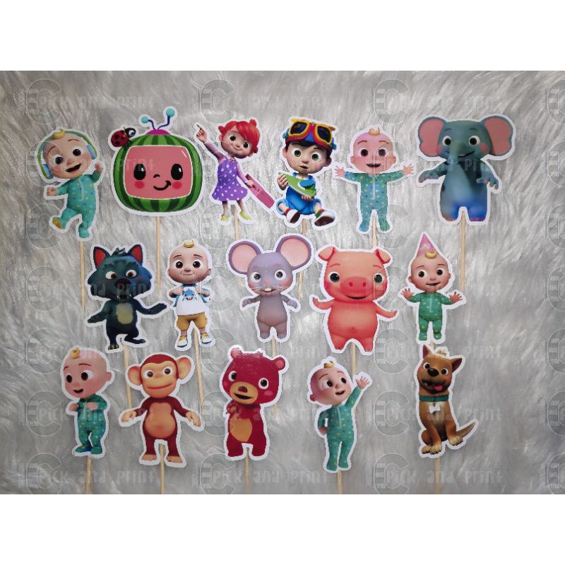 12+4 pcs Cocomelon characters cupcake topper | Shopee Philippines