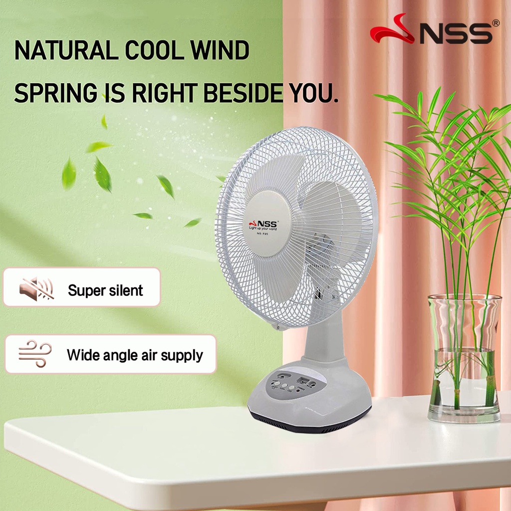 NSS Solar fan with panel Solar Electric Fan Rechargeable fan 12" with ...