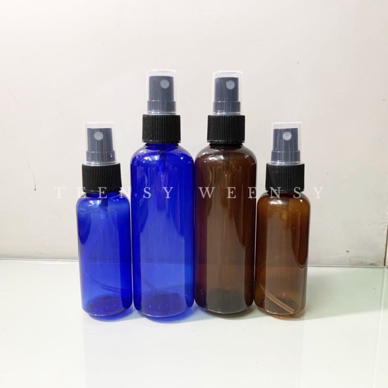 50 ml / 100 ml Amber, Clear, Blue Plastic Mist Spray Bottle (Alcohol ...