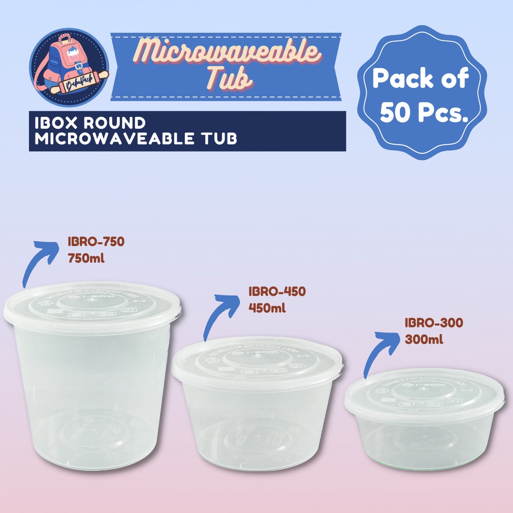 Pack of 50 - Round Microwaveable Tub (300ml/ 450ml/ 750ml ) | Shopee ...