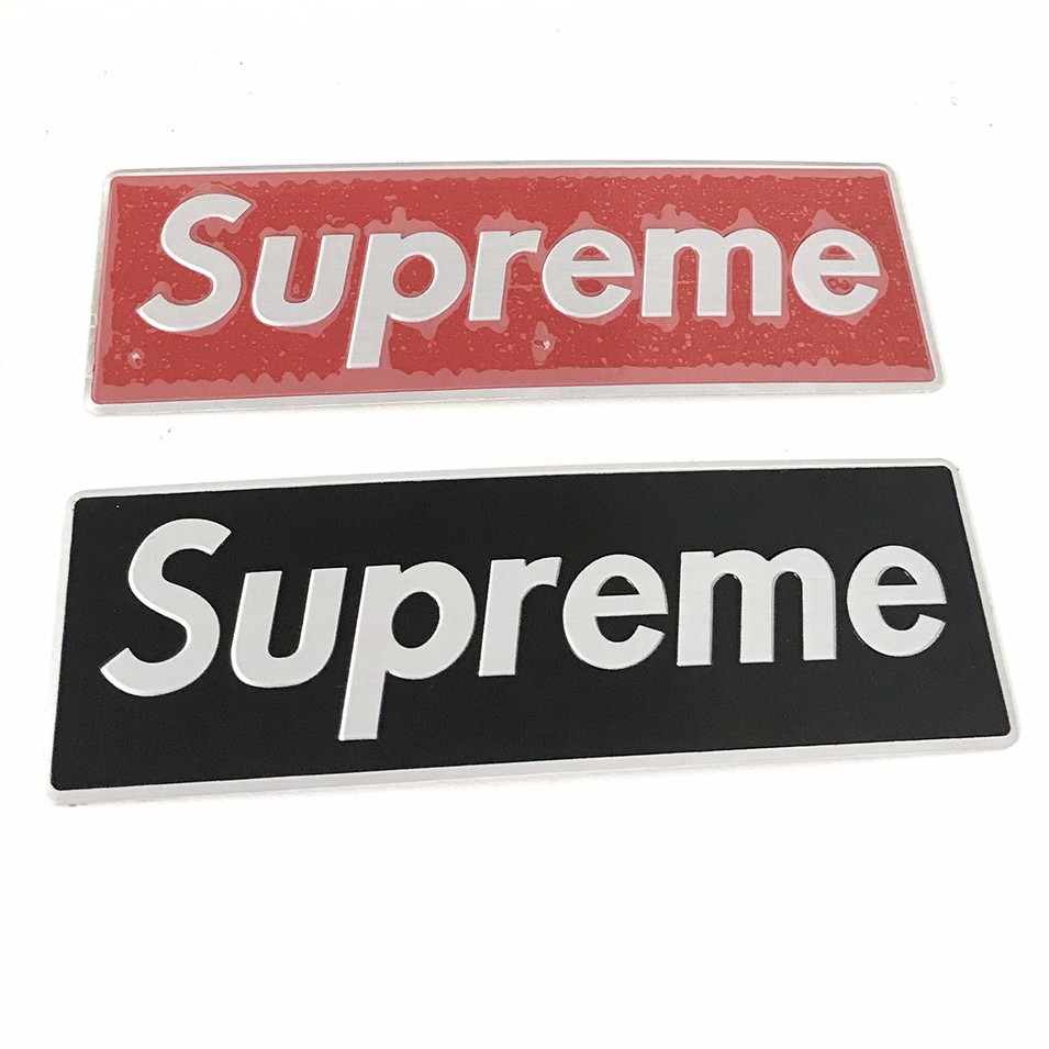 1 x Aluminum Supreme Logo Car Trunk Lid Side Rear Emblem Sticker Badge ...