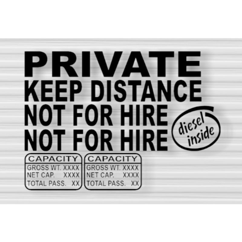 Not For Hire Sticker L300 Mitsubishi H100 Hyundai Travis Isuzu Suzuki ...