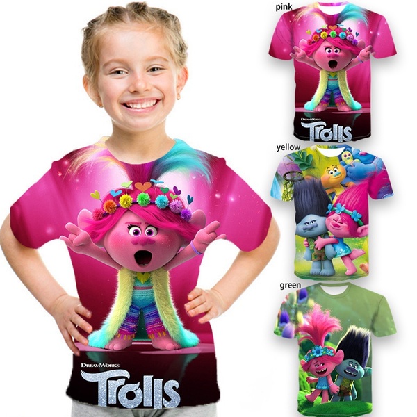 Fashion Kids Summer 3D Printed T Shirt Cartoon Movie Trolls World Tour ...