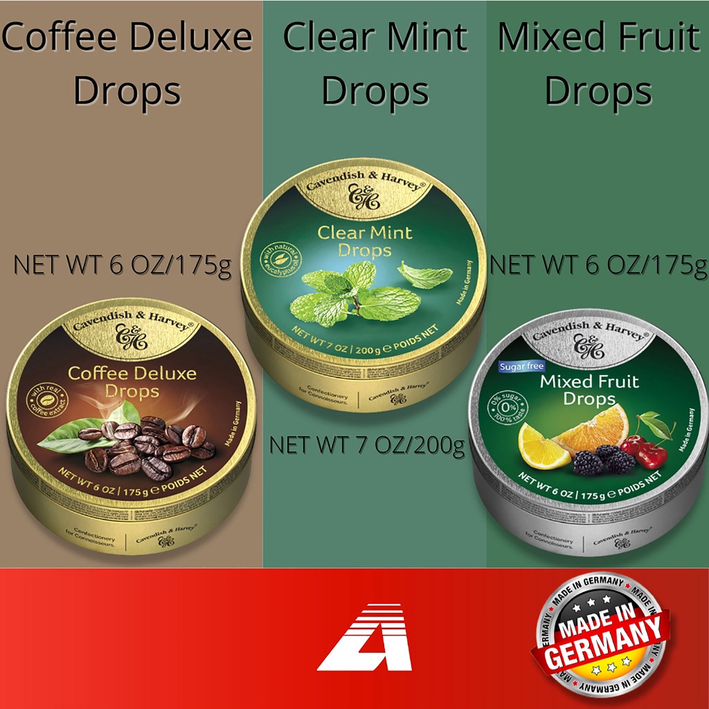 Cavendish & Harvey 200g Clear Mint, 175g Coffee Deluxe, 175g Mixed ...
