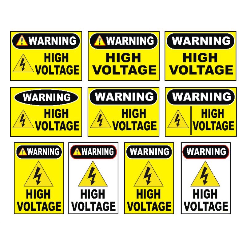 warning high voltage warning yellow signage establishment signage for ...