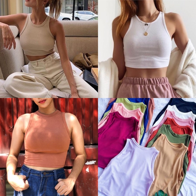 Ribbed halter tops for women (XS - M) | Shopee Philippines