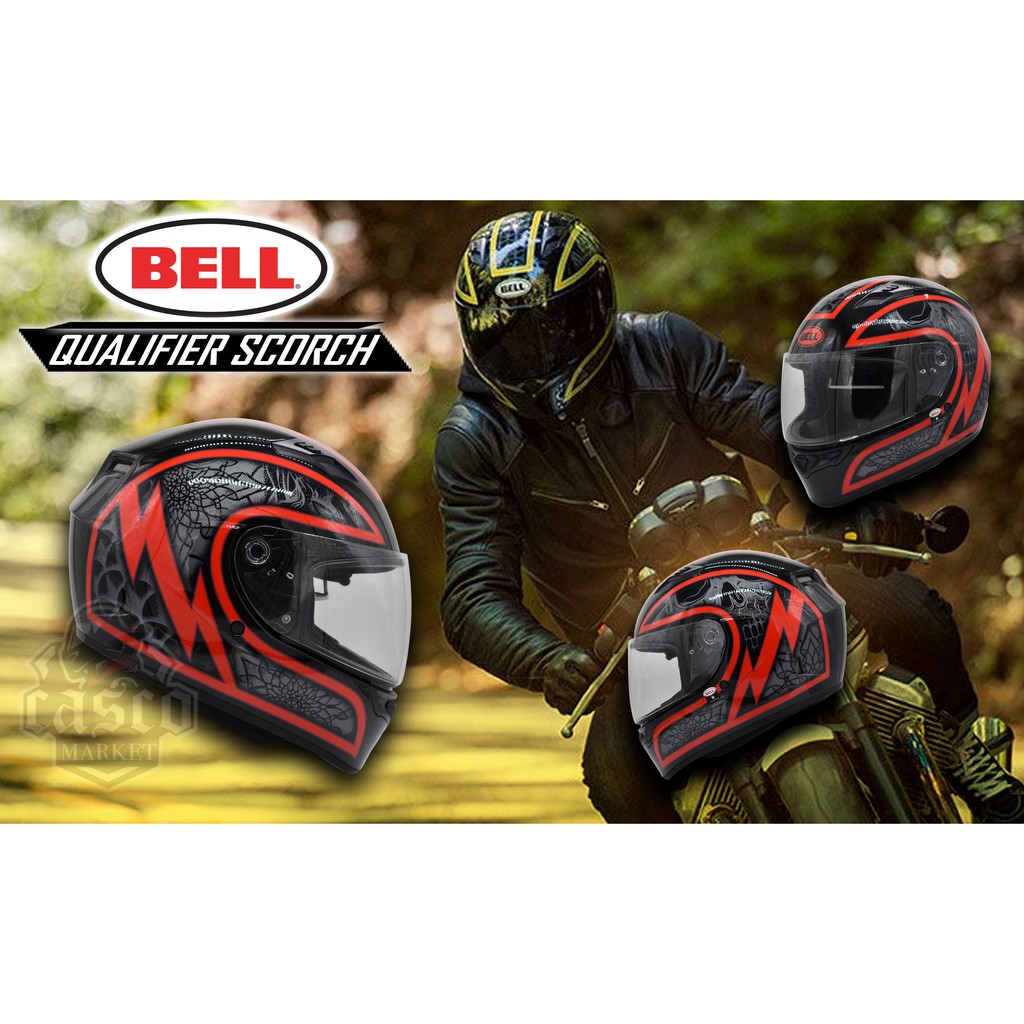 BELL QUALIFIER SCORCH GLOSS BLACK/RED FULL FACE SINGLE VISOR HELMET ...