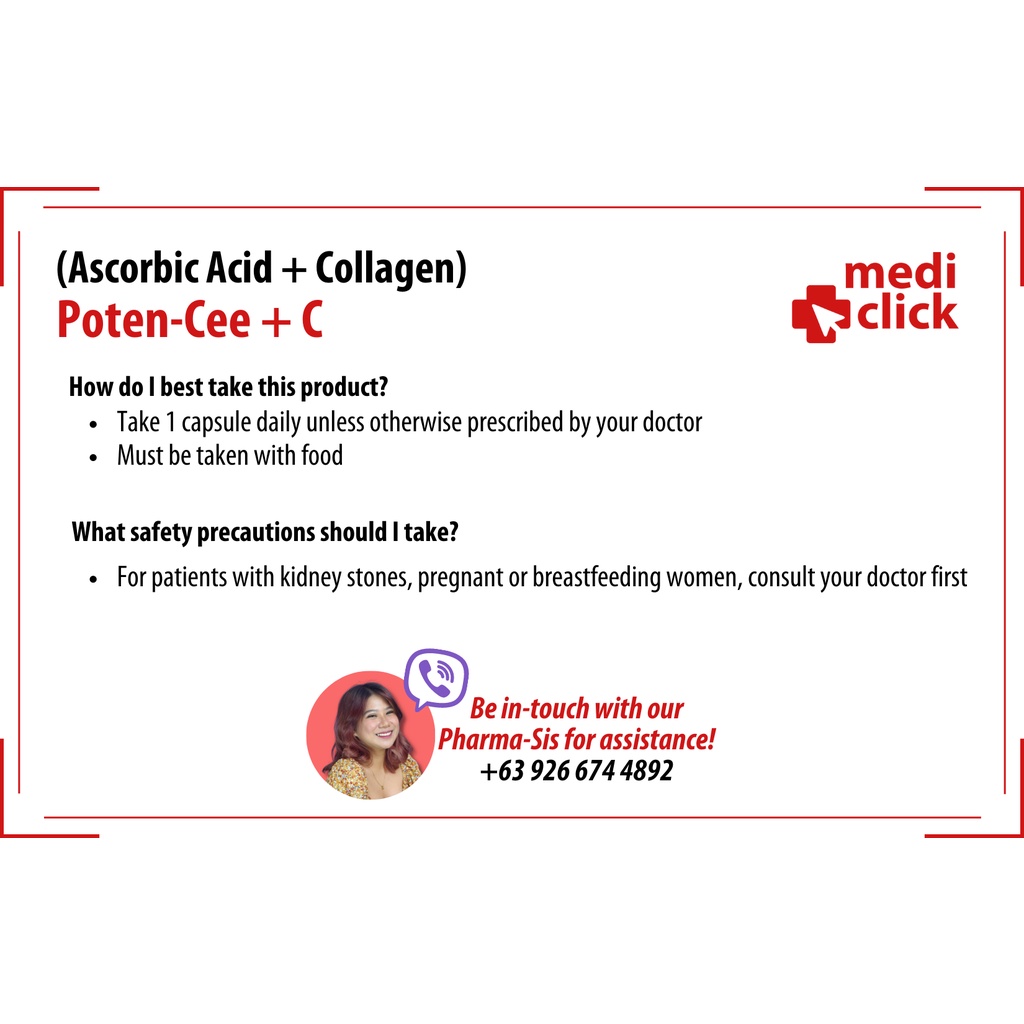 Poten-Cee (Vitamin C) 500mg 10 Sugar-coated Tablets presyo ₱64