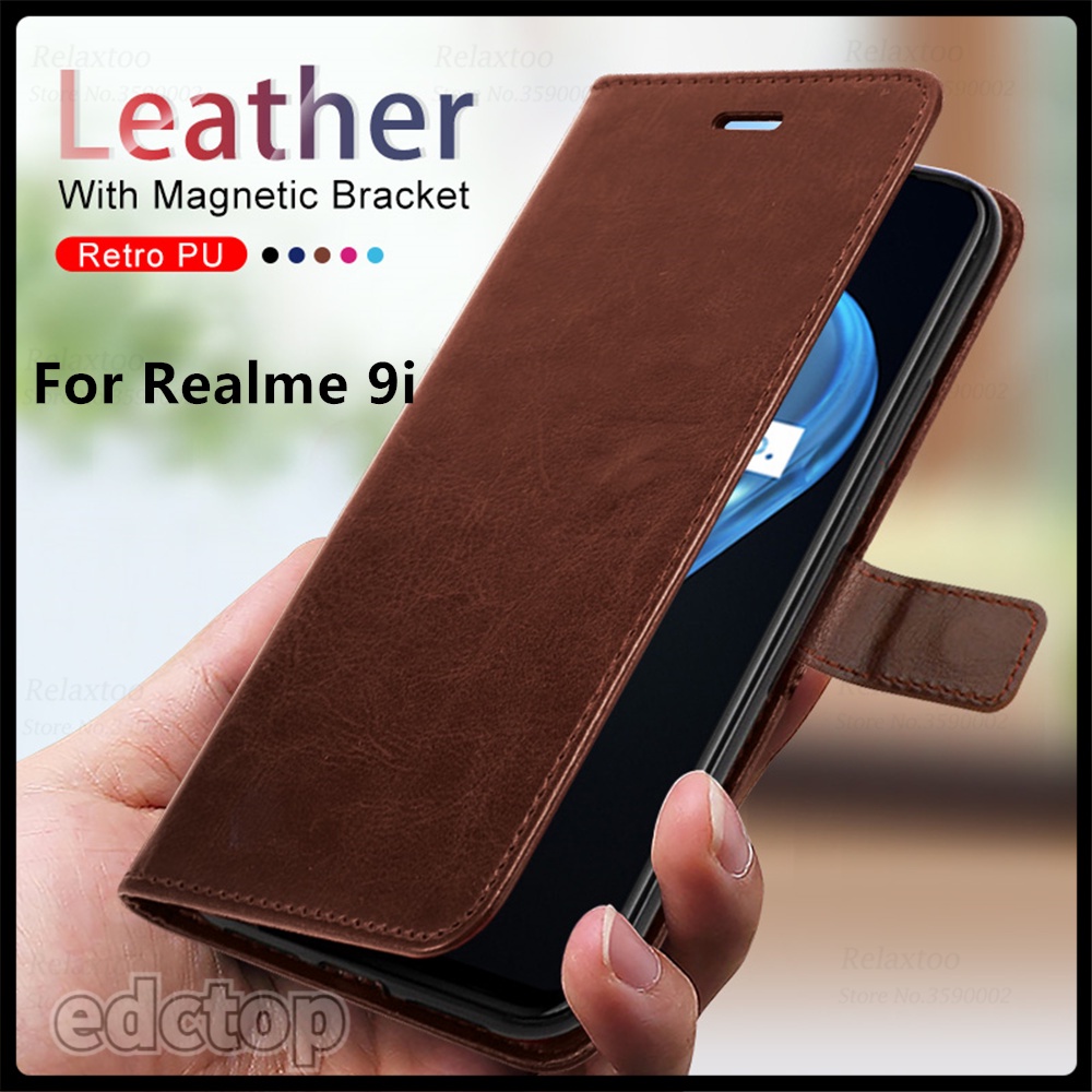 Oppo Realme 9i Case Leather Magnetic Flip Phone Cover Realme9i Realmi ...