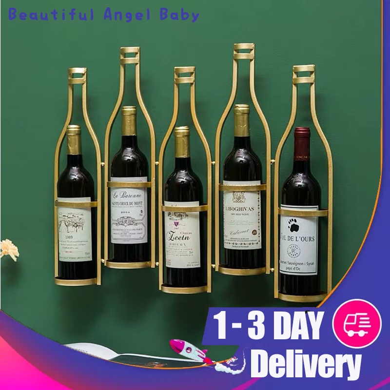 European Style Retro Wrought Iron Wine Rack Wall Hanging Living Room ...