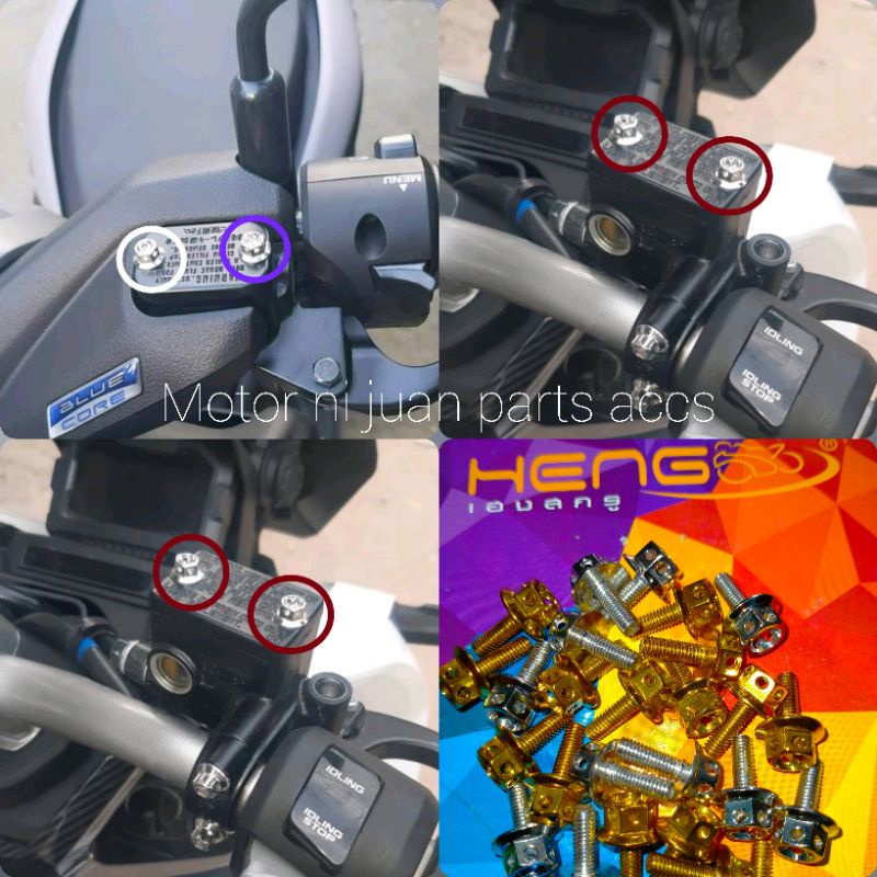 Heng fluid bolts for Nmax/Aerox/Adv150/Pcx/click/mio/raider | Shopee ...
