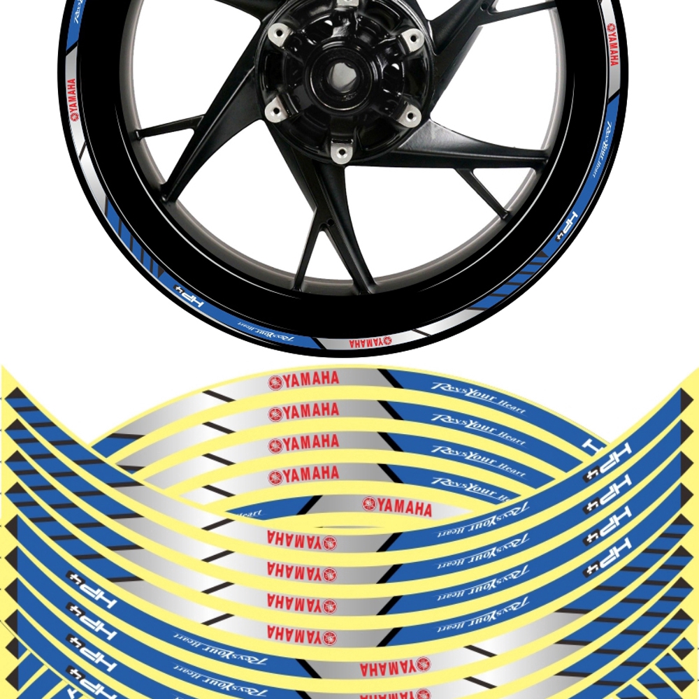 16PCS 17/18 inch Motorcycle Reflective Rim Wheel Decals Wheel hub ...