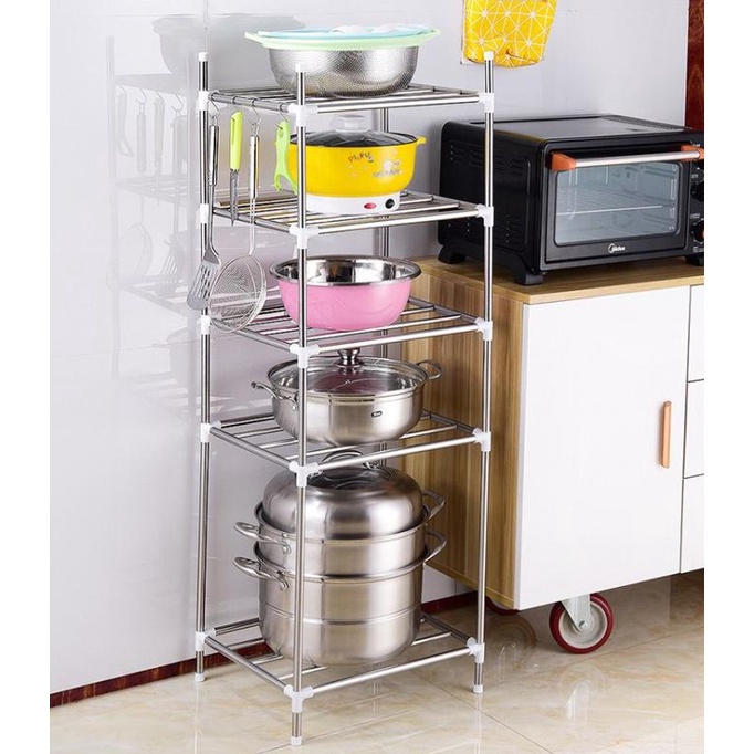 Hovelshop Kitchen Bathroom Shelves Stainless Steel Pot Pan 5 Levels ...