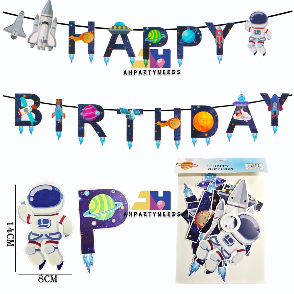 Outer Space Party Astronaut Happy Birthday Letter Banner Galaxy Theme ...