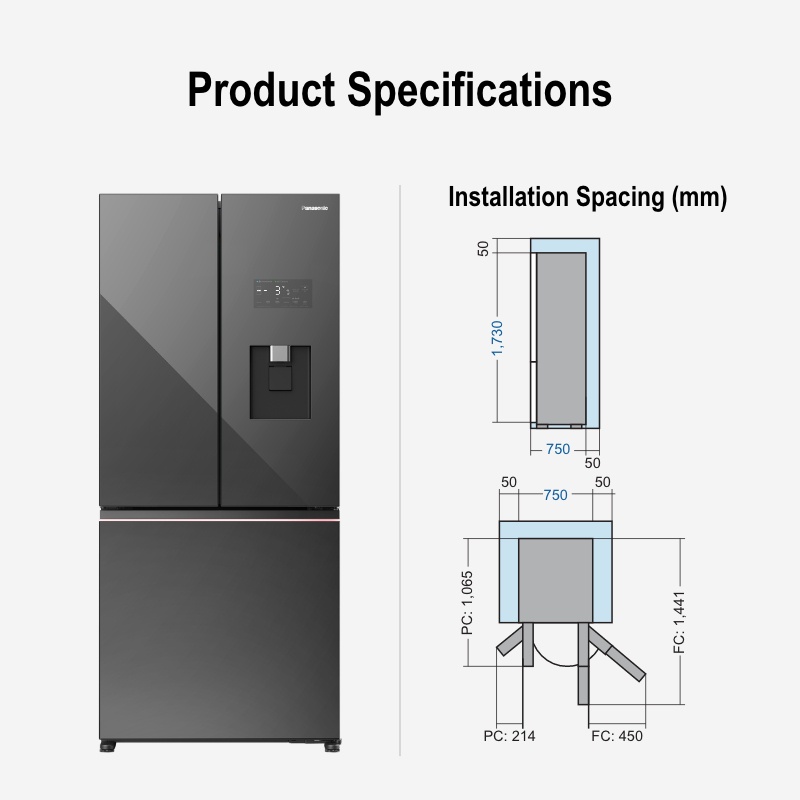 Panasonic NR-CW530XMMP 17.4 cu. ft. French Glass Door Bottom Freezer No ...