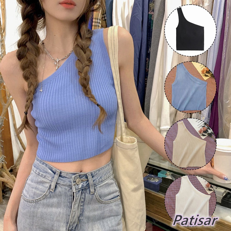 Camisole Women's Inner Wear Sexy Sloping Shoulder Off-shoulder Short ...