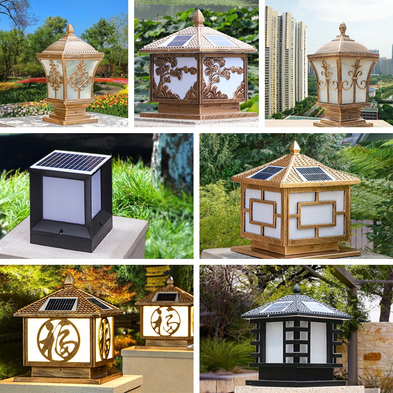 Solar Pillar Light Gate Lamp Outdoor Lighting Garden Lampu Pagar ...