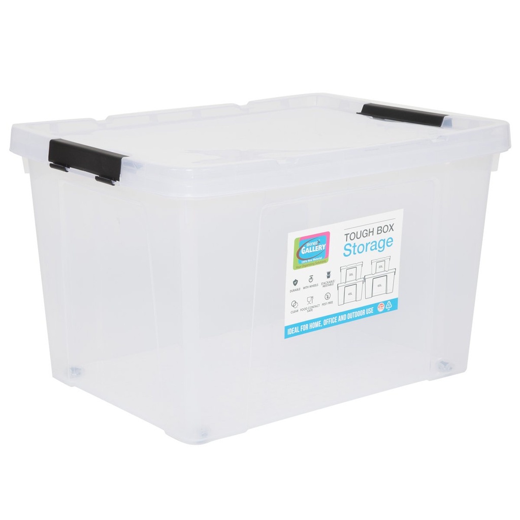 Home Gallery Stackable Storage Box 65L With Wheels 59 x 46 x 37cm ...