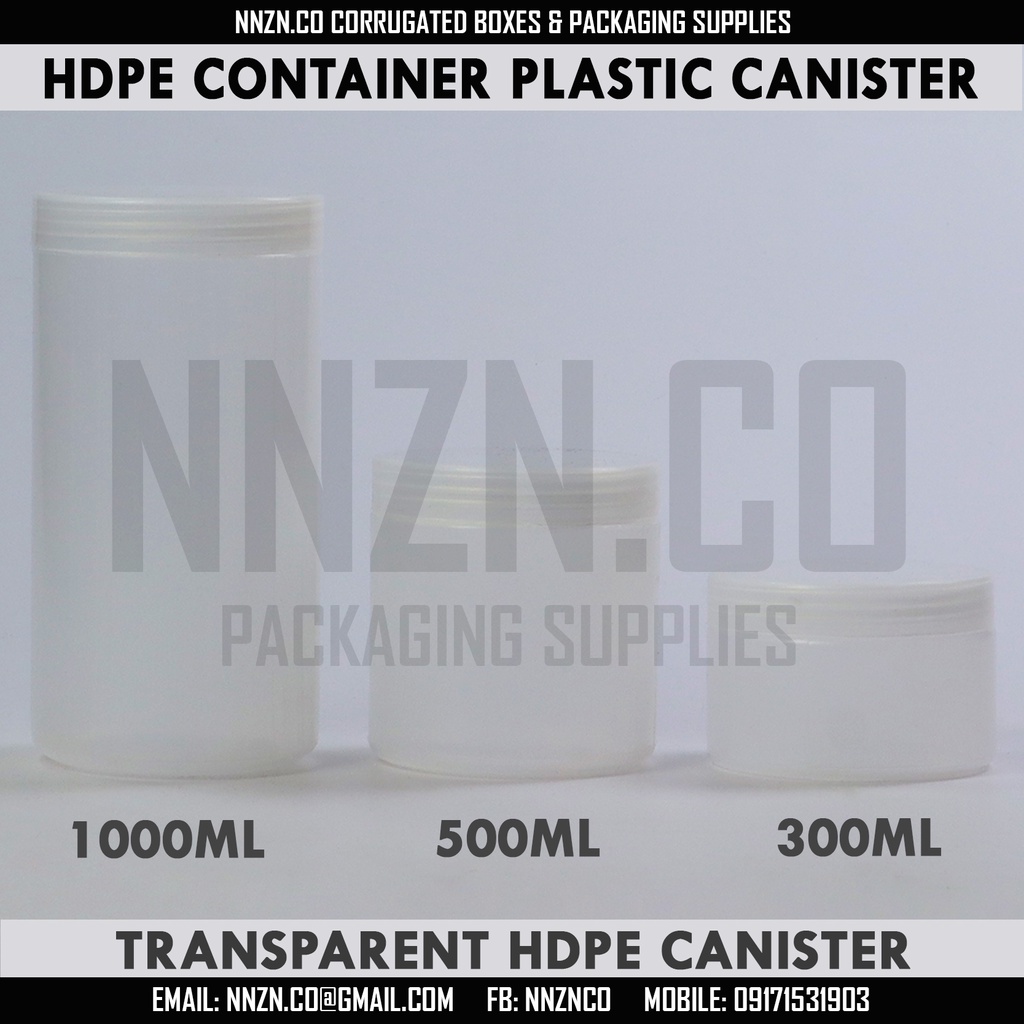 NNZN HDPE Plastic Container Canister Transparent Canister 1000ml 500ml ...