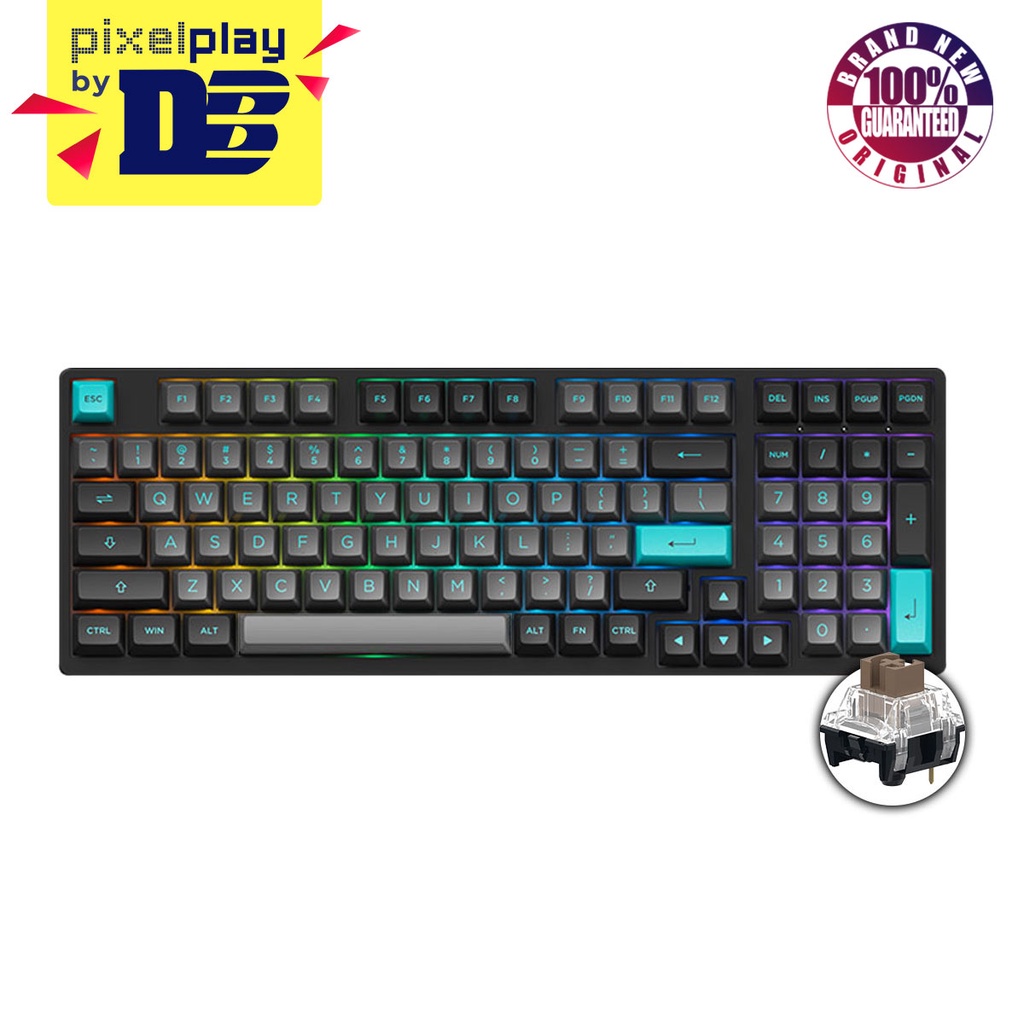 AKKO Black & Cyan 3098N Multi-Modes RGB Mechanical Keyboard (TTC Silent ...