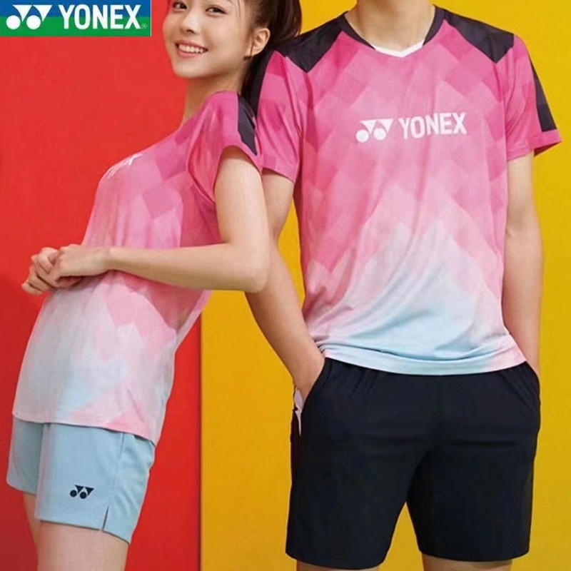 Yonex Korean badminton clothing men and women short-sleeved couple quick-drying breathable ...