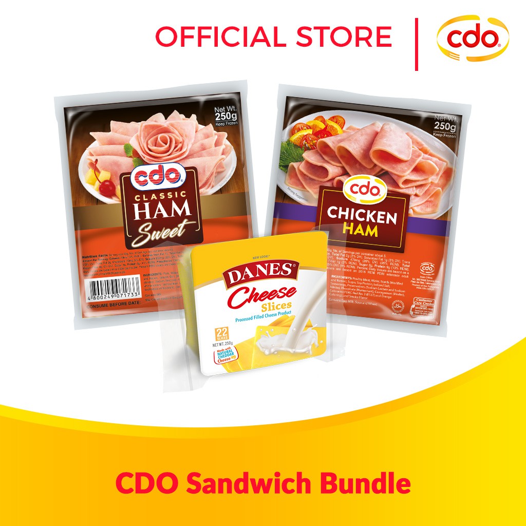 CDO Sandwich Bundle (DANES Cheese Slices 250g + Chicken Ham 250g ...