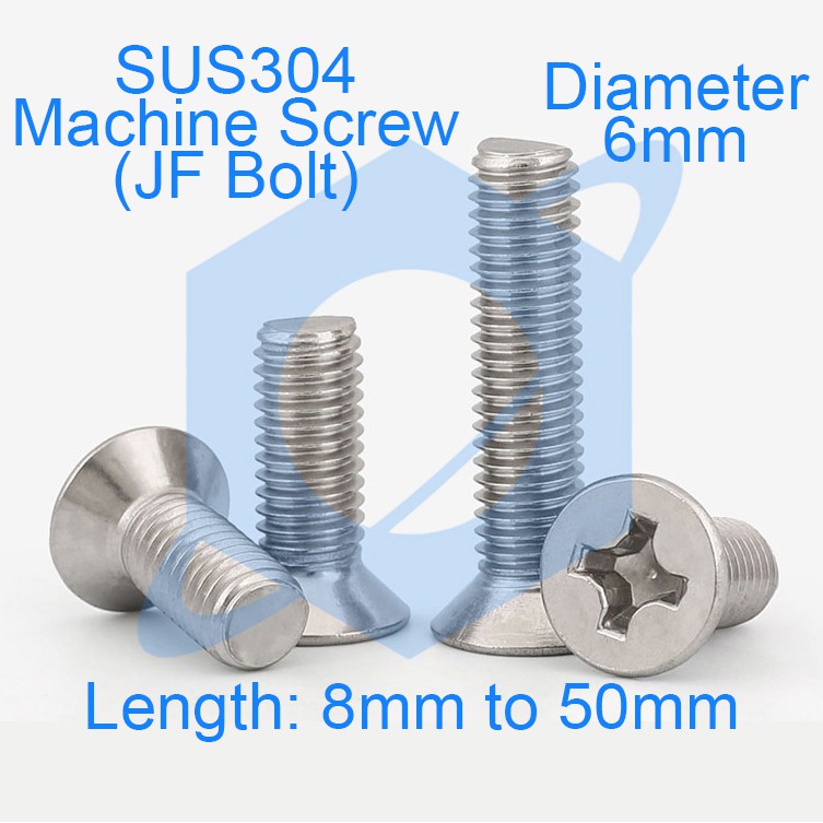10Pcs Diamerter M6 Stainless Steel 304 Machine Screw JF Bolt (Full ...