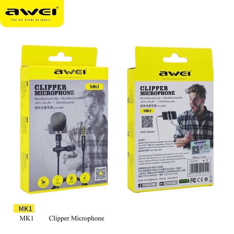 5 star E-Mall Awei MK1 3m Length Clipper Microphone Live Broadcast ...
