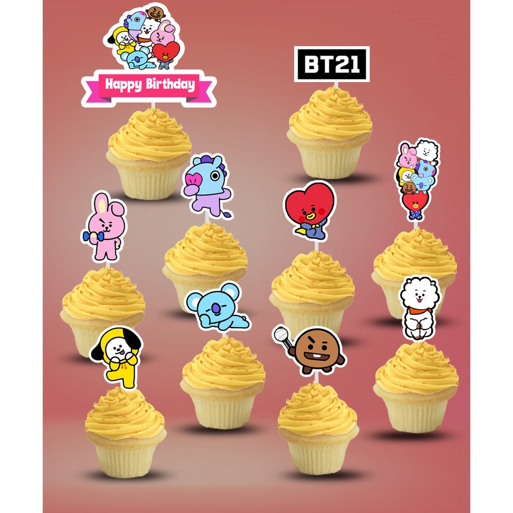 BT21 BTS Cup Cake Topper | Shopee Philippines