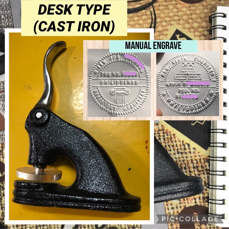 HIGH QUALITY DRY SEAL Desk Type with MANUAL ENGRAVE PROFESSION LOGO CUSTOMIZE | Shopee Philippines