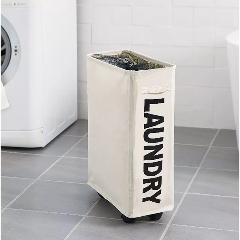 Rolling Slim Laundry Basket with Stand Foldable Waterproof Sorter and ...