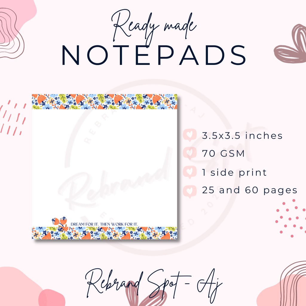 Blue Flower Notepad for Personal, Office, Events and Giveaways | Shopee ...