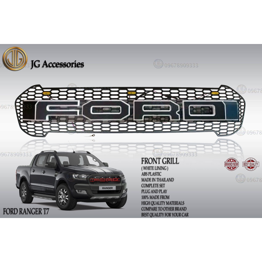 FORD RANGER T7 XLT WILDTRAK 2016-2021 FRONT GRILL W/ DAY TIME RUNNING ...