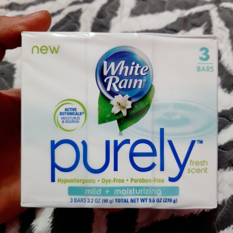White Rain Purely Fresh Scent Soap Bar Mild + Moisturizing, 3-bars, 90g ...