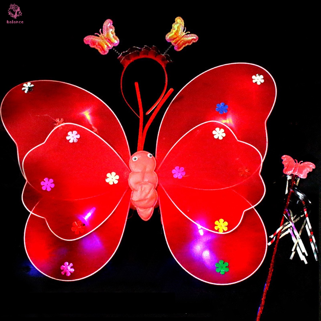 Butterfly Wings with Wands and Headbands Set Lightweight & Easy To Wear ...
