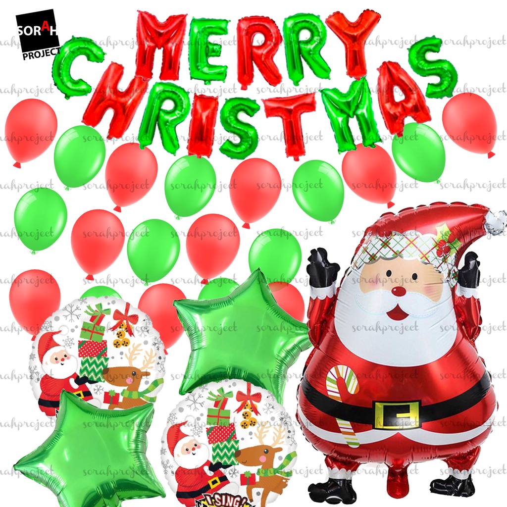 Merry Christmas Balloon LETTER SANTA Balloon Party Decoration Theme Set ...