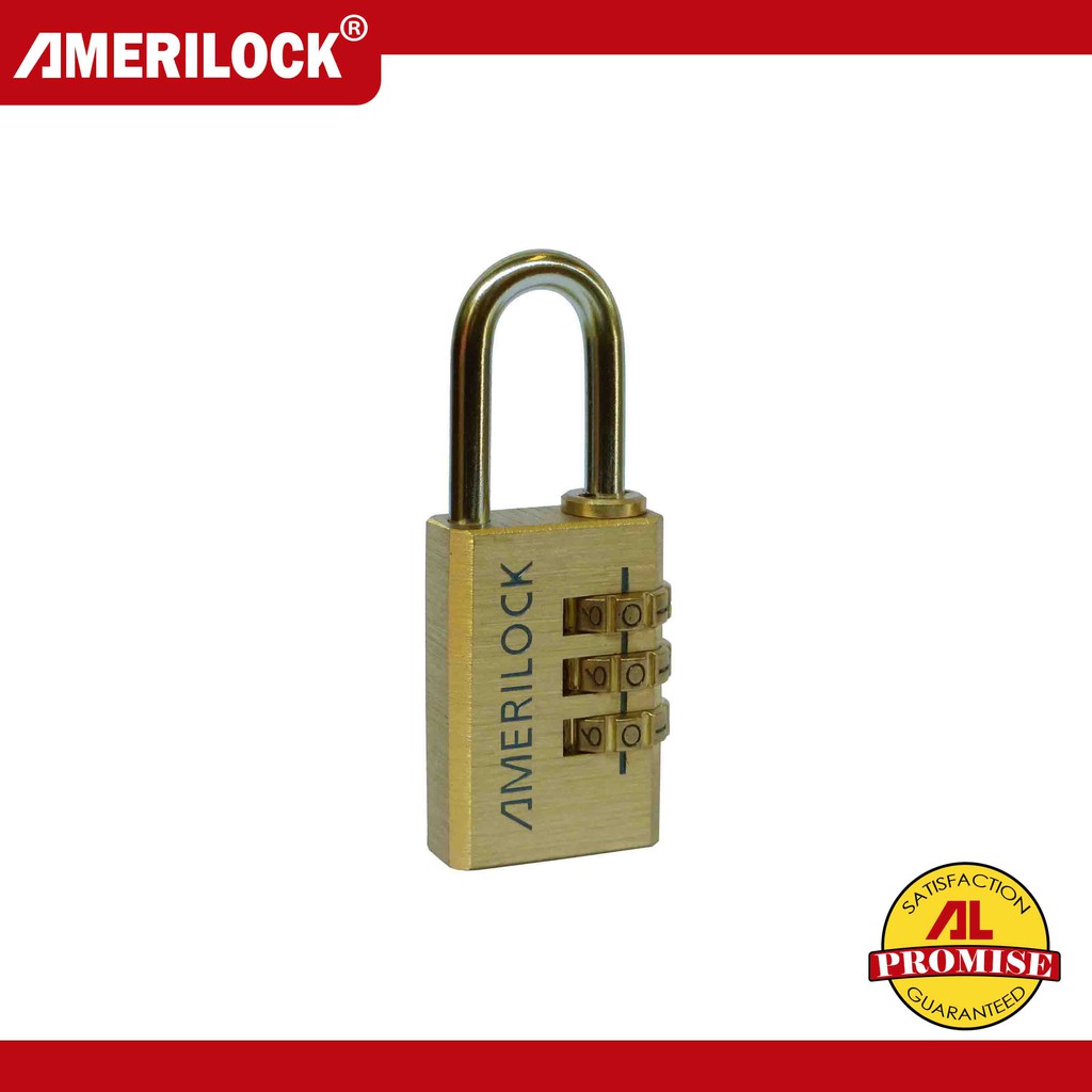 AMERILOCK Solid Brass 3-Digit Combination Padlock (AL 550) 20mm, 30mm ...