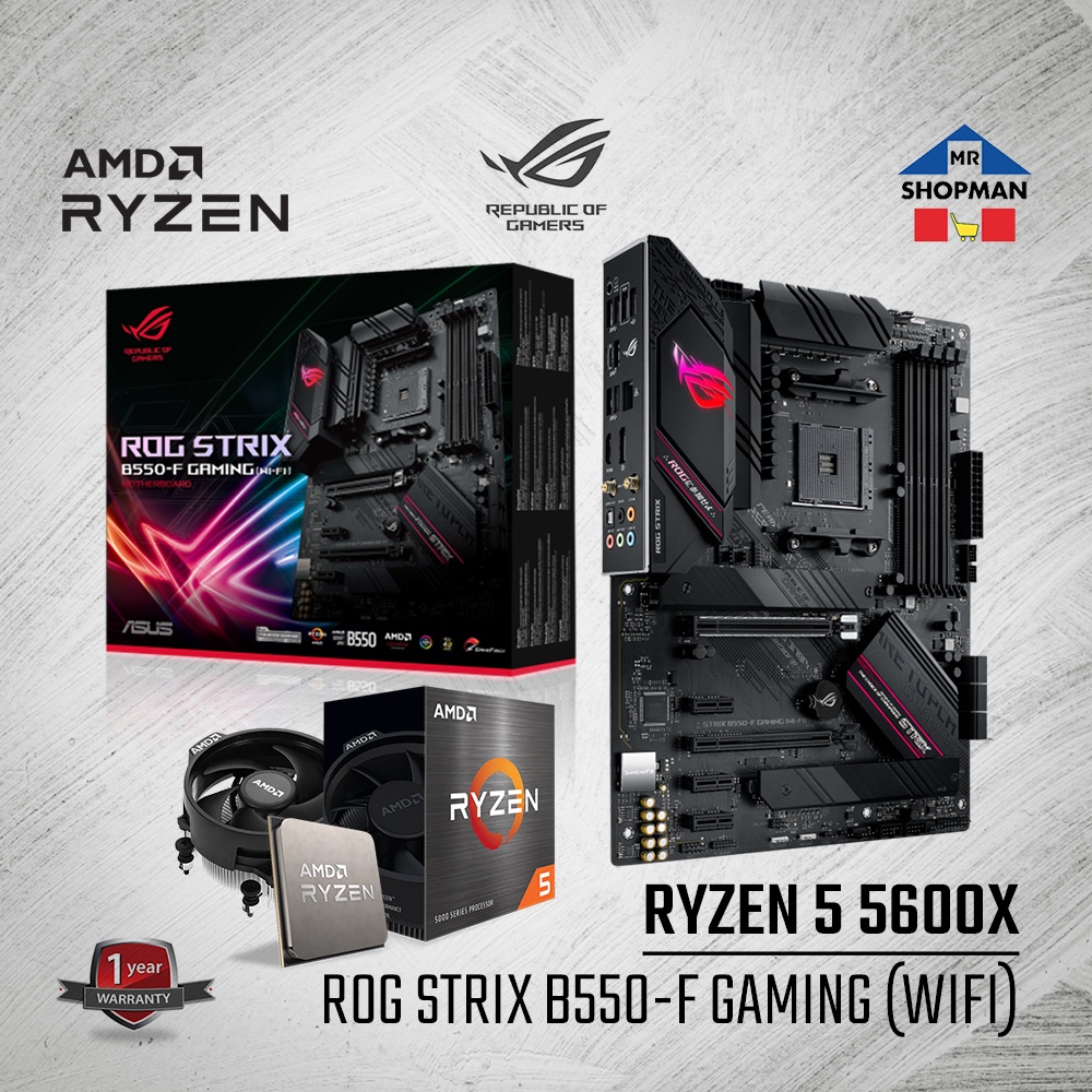 AMD Ryzen 5 5600X Processor w/ Asus Rog Strix B550 F Gaming Wi-Fi II ...