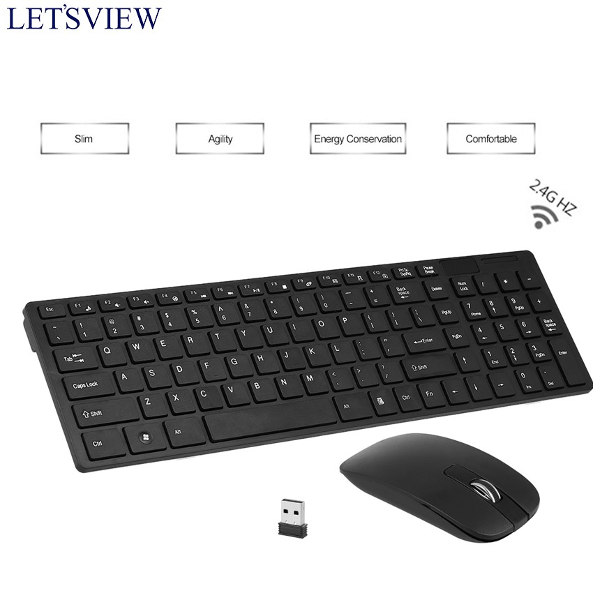 K06 2.4G Ultra-Thin Wireless Keyboard With Mouse and USB Receiver (No ...