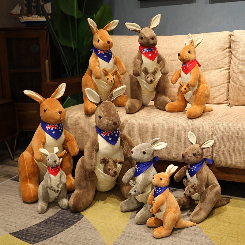 Cute simulation kangaroo stuffed toy kawaii Australian mother and child kangaroo plush toy ...